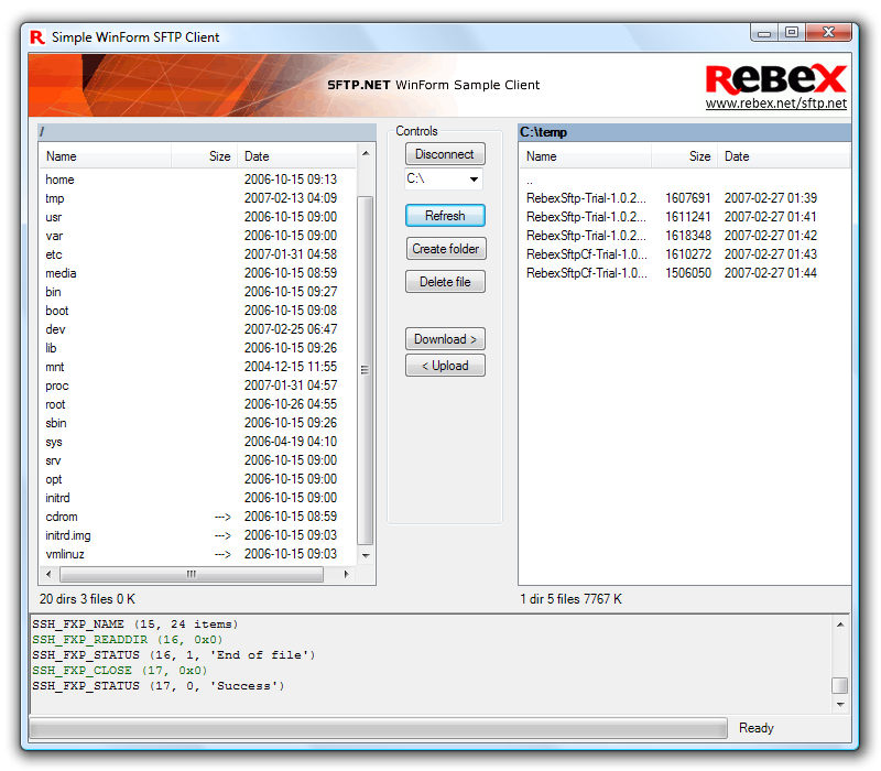 WinFormClient - GUI SFTP client sample - Rebex.NET WinFormClient - GUI SFTP client sample - Rebex.NET